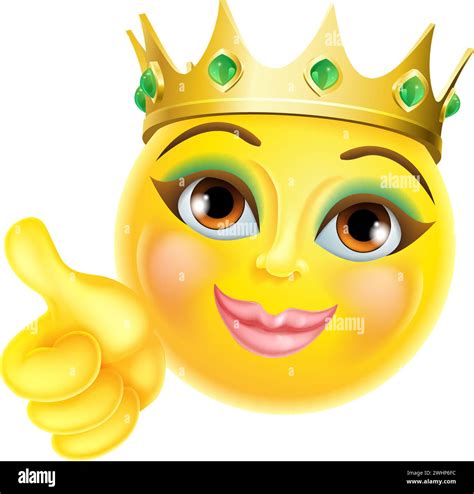 Queen Princess Emoticon Gold Crown Cartoon Face Stock Vector Image