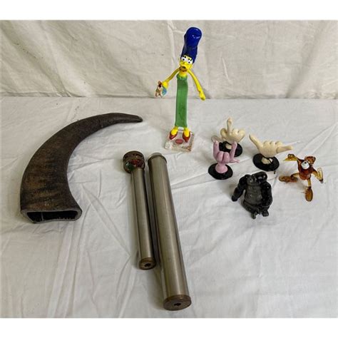 Group Of Assorted Miniature Decorative Items Prop Horn Stained Glass Kaleidoscopes
