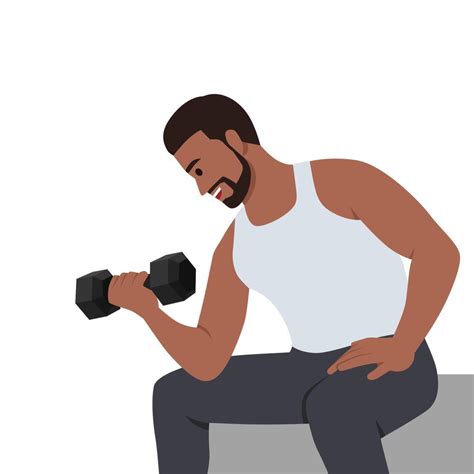 Young Man Doing Dumbbell Concentration Curl 46573206 Vector Art At