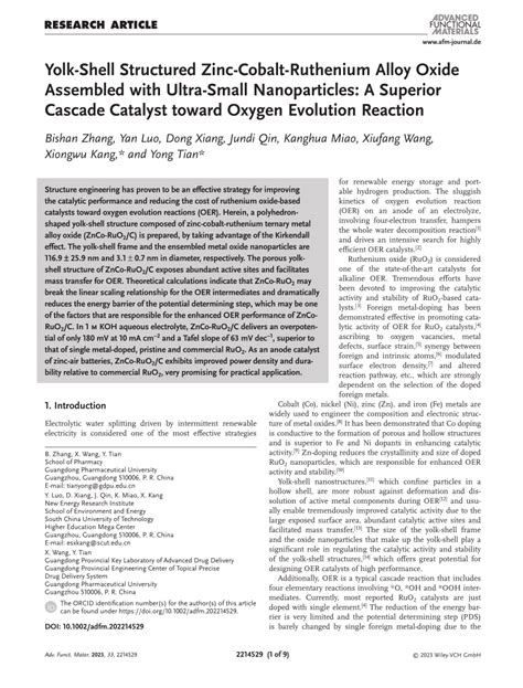 Yolk‐shell Structured Zinc‐cobalt‐ruthenium Alloy Oxide Assembled With