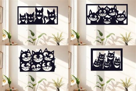 Laser Cut Cats Wall Art Svg Bundle · Creative Fabrica