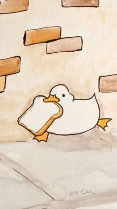 Cute Lil Duck With Bread Cute Easy Drawings Easy Drawings Doodle