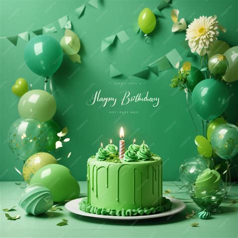 Premium Photo Beautiful Green Happy Birthday Template