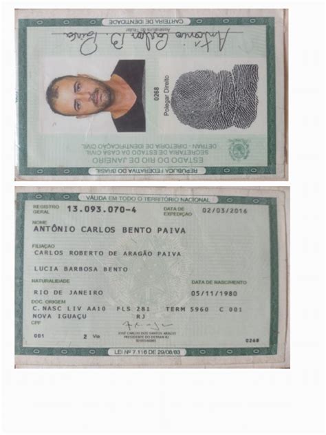 Identidade E Cpf Pai Pdf