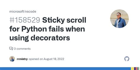 Sticky Scroll For Python Fails When Using Decorators · Issue 158529 · Microsoftvscode · Github