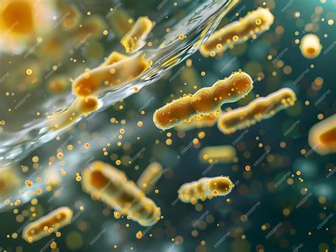 Macro View Of Bacteria In A Water Droplet Intelligence 3d Rendering