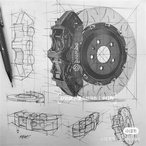 Detailed Drawing Of A Vehicle Engine