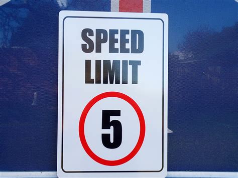 Speed Limit 5 Km H Metal Alucobond Safety Sign 300x450mm Free Delivery