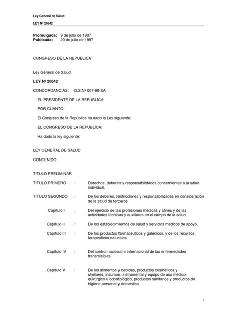 Ley 26842 Ley Geral De Salud Pdf