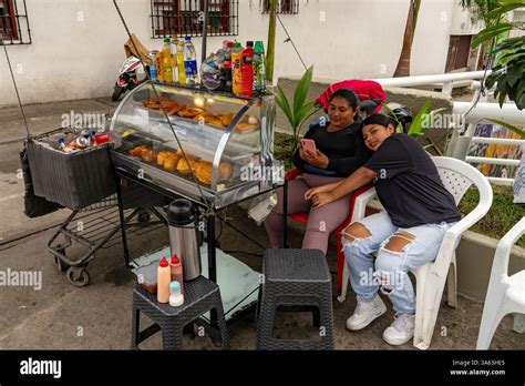 Vendors Sell Empanadas And Papas Rellenas And Other Traditional Snacks