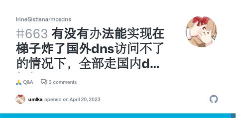 有没有办法能实现在梯子炸了国外dns访问不了的情况下全部走国内dns解析 IrineSistiana mosdns Discussion GitHub