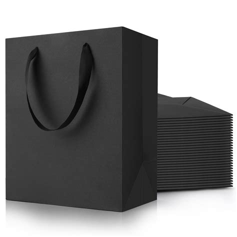 Primesign Black T Bags With Handles 8x5x10 Inch 30 Pack