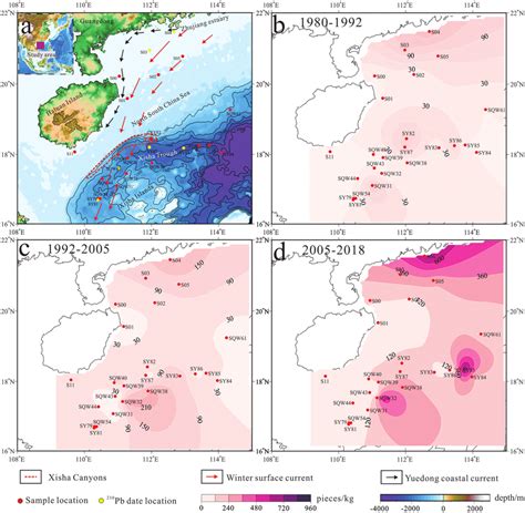 Contour Maps Of Microplastic Abundance Pieceskg In The Sediments Of
