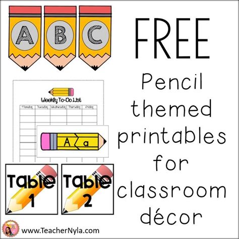Abc Pencil Themed Classroom Decor Printables