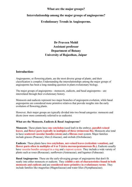 Interrelationship Among The Major Groups Of Angiospermspdf