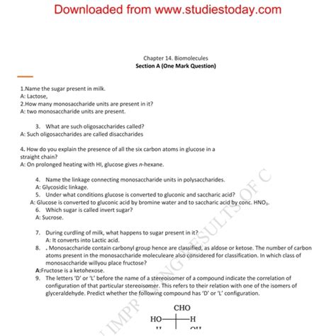 Biomolecules Chemistry 🧪 Assignment Teachmint