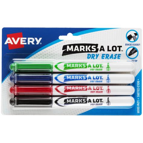Avery Marks A Lot Dry Erase Markers Pen Style 4 Assorted Markers
