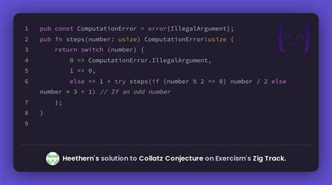 Heetherns Solution For Collatz Conjecture In Zig On Exercism