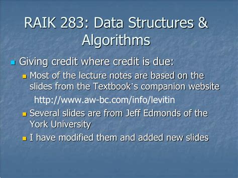 Ppt Raik 283 Data Structures And Algorithms Powerpoint Presentation