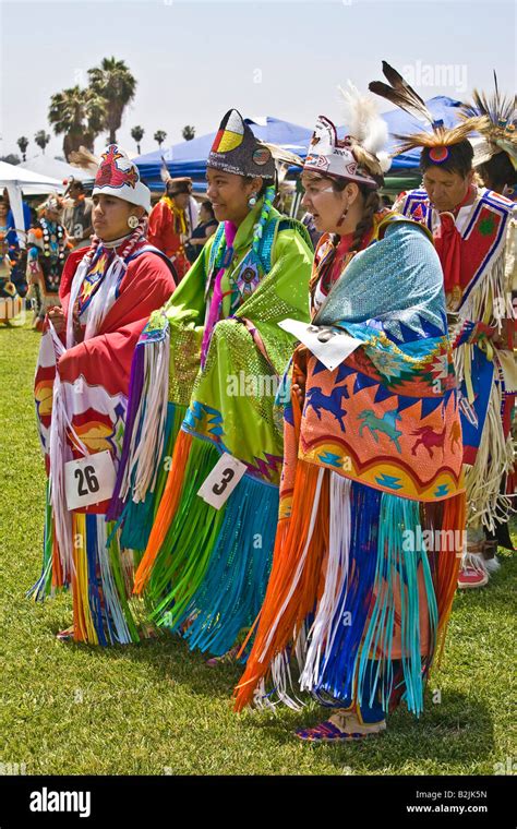 American Indian Tribal Costumes At The Annual Pow Wow Of The San Luis