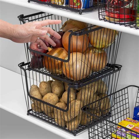 Sorbus Wire Metal Basket Bin Stackable Storage Baskets Cubby Bins For