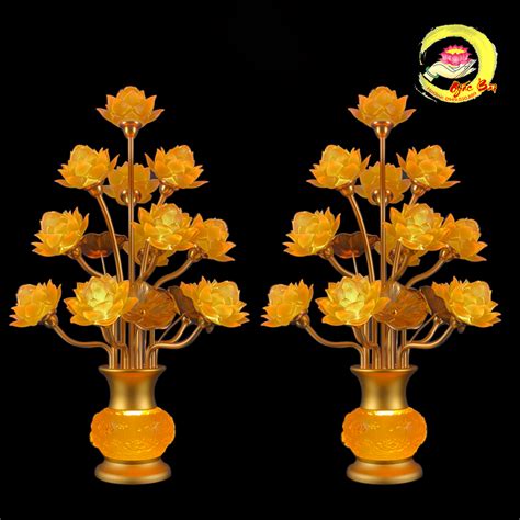 Đèn Hoa Sen Thịnh Thế Bình Lưu Ly Hoa Sen Nổi Đồ Thờ Giác Bài