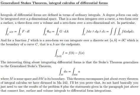 Generalized Stokes Theorem Integral Calculus Of