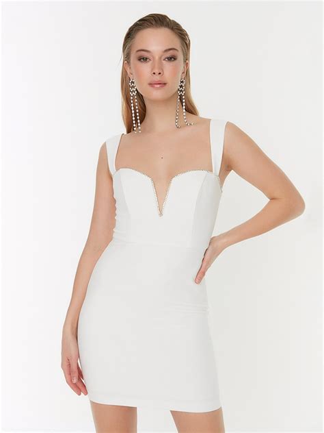 Buy Trendyol Women White Solid Bodycon Mini Dress Dresses For Women