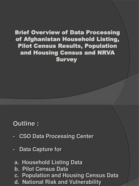 Afghanistan Census Data Processing Pdf Census Verification And