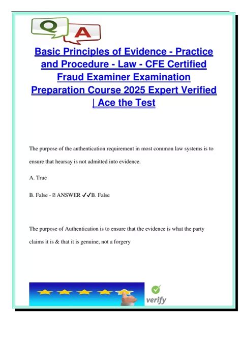Basic Principles Of Evidence Cfe Exam Prep 2025 40 Verified Qandas On Authentication Chain
