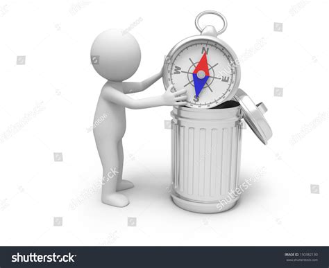 3d Person Throwing Compass Into Garbage Stock Illustration 150382130