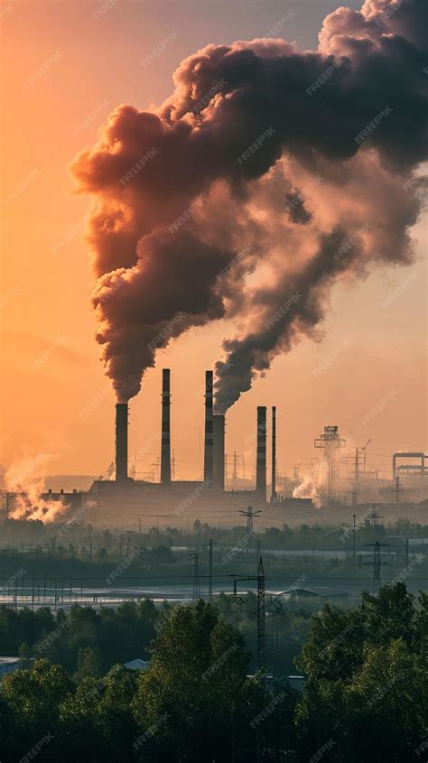 Premium Photo Smoke Pouring Out Of Factory Stacks Industrial
