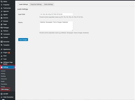 CRM Settings Favethemes