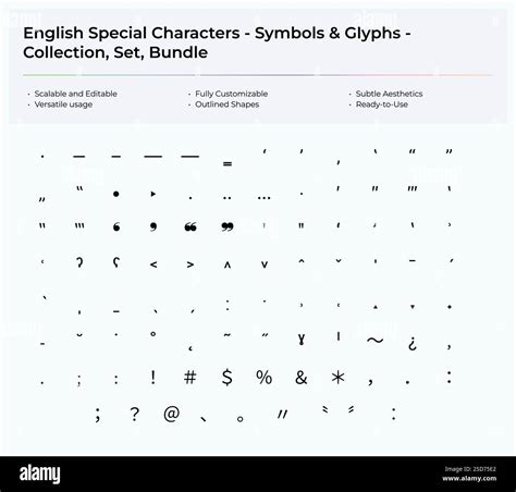 English Special Characters Symbols And Glyphs Collection Stock Vector Image And Art Alamy