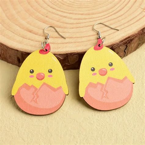 Easter Cartoon Cute Hatching Chicken Dangle Earrings Temu