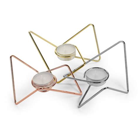 Набор из 3 х подсвечников Tri Angular Loop хром медь золото по цене 1400 ₽ в интернет магазине