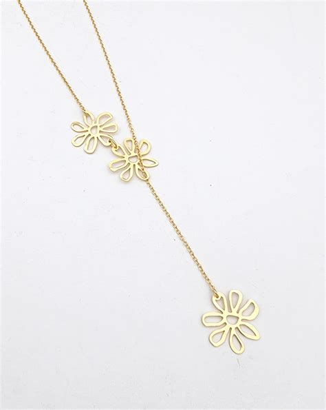 שרשרת עניבה פרחים עבודת יד זהב גבי שחק Gabys