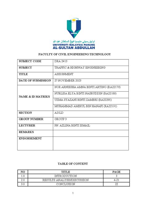 Assignment Traffic Highway Engineering DRA Group FACULTY OF CIVIL ENGINEERING Studocu