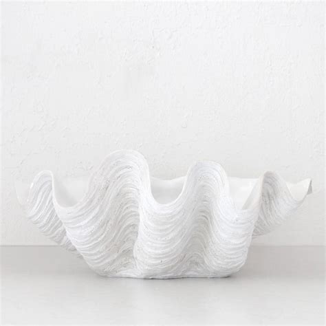 Giant Clam Shell Decorative Bowl White Resin Living By Design