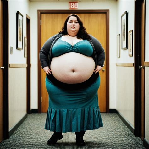 Outfit Overweight Woman Costume Woman Standing In A Hall With A Large