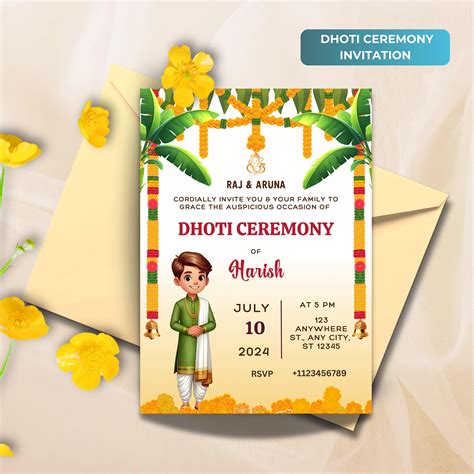 Dhoti Ceremony Invitation For Dhothi Function Invite And Panchalu Invitation For Pancha Kattu