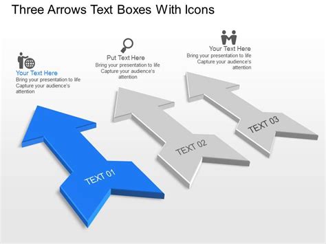 Three Arrows Text Boxes With Icons Powerpoint Template Slide PowerPoint Shapes PowerPoint