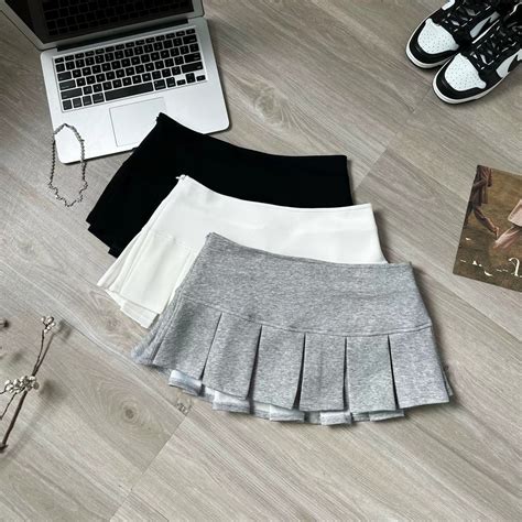 特價！fandx 超短mini裙灰色百褶運動半身裙女小個子防走光短裙褲夏季衛裙低腰a字短裙子 蝦皮購物