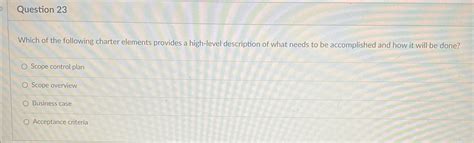 Solved Question 23which Of The Following Charter Elements