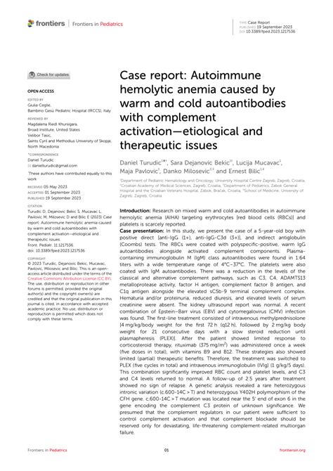 Pdf Autoimmune Hemolytic Anemia Caused By Warm And Cold