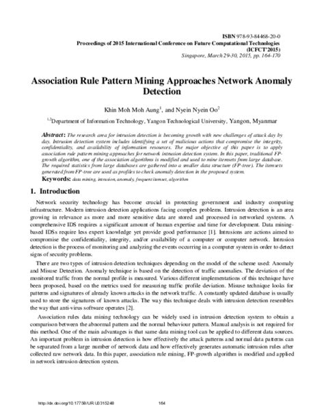 Pdf Association Rule Pattern Mining Approaches Network Anomaly Detection