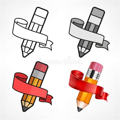 Different Style Pencils Ribbon Stock Vector Illustration Of Notebook