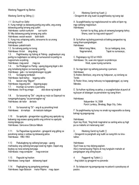 Wastong Paggamit Ng Bantas Pdf