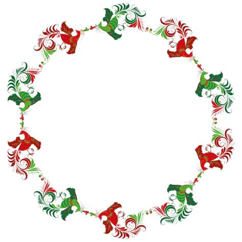 Premium Vector Round Border From Decorative Fantasy Green And Red Birds