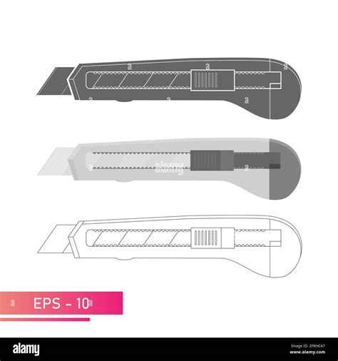 Set Knife For Construction Work Linear Solid And Realistic Design